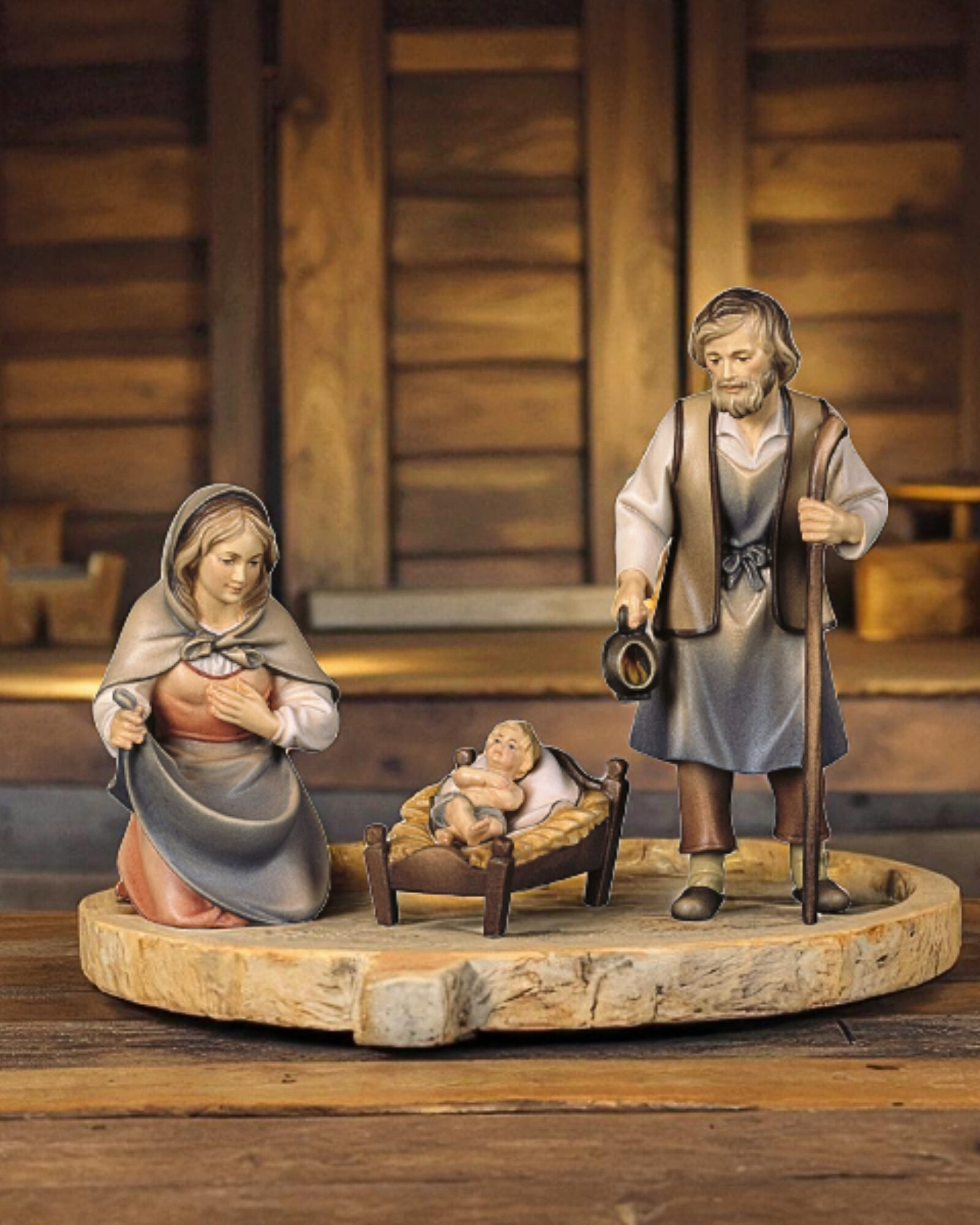 Nativity figures shepherd's crib rural – Grödner Holzschnitzerei